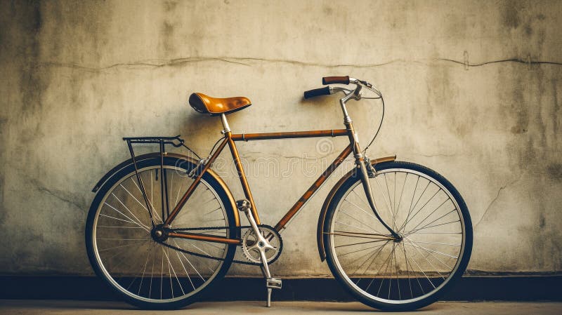 Old Style Bicycle with Aged Brown Wall Generative AI Stock Illustration ...