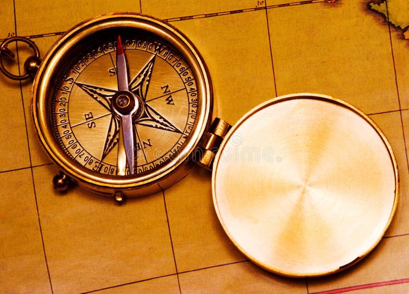 Old style brass compass stock image. Image of latitude - 1805531