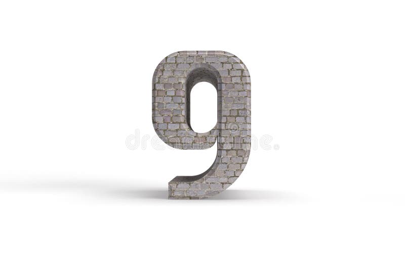 Old Style Brick Stone Number 9 Stock Illustration - Illustration of ...