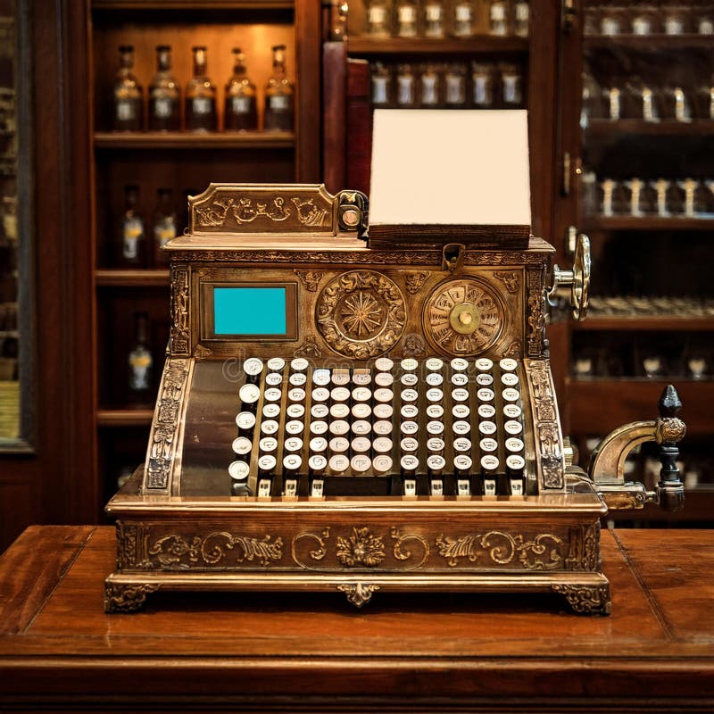 Old Style Cash Register, AI Generated Stock Illustration - Illustration ...