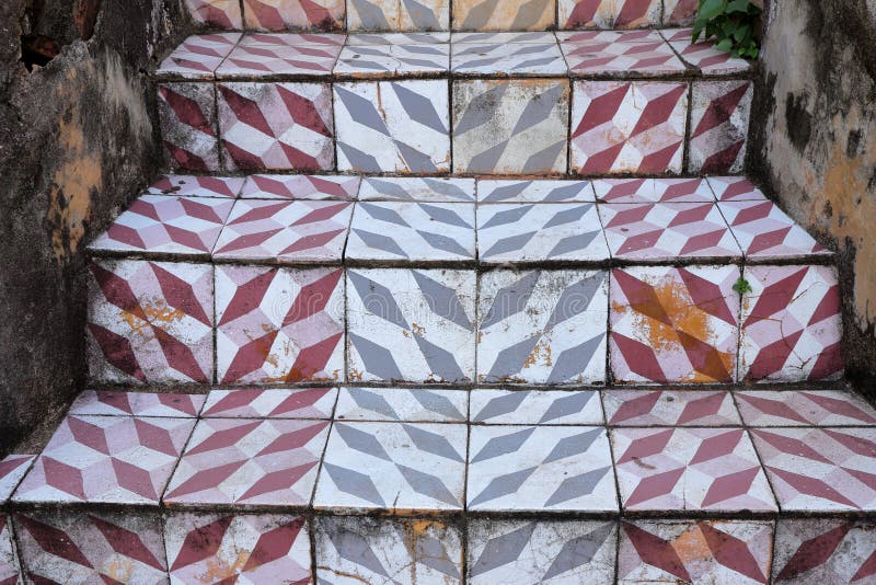 Old Style Ceramic Tile Staircase Stock Image - Image of texture, floor ...