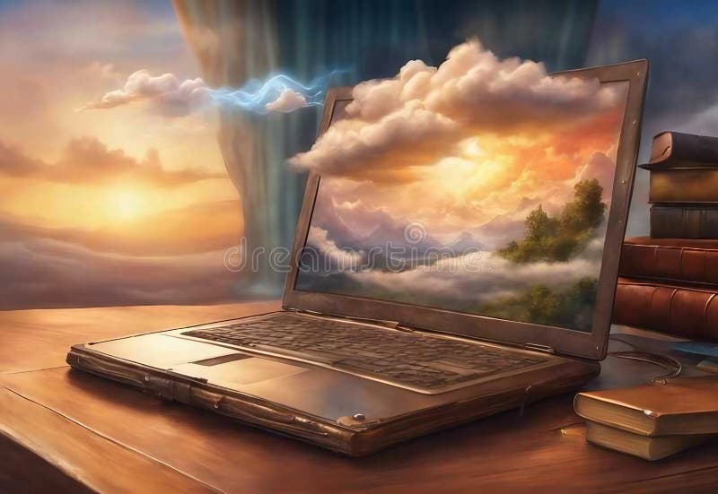 Brass Computer Notebook PC Cloud Backup Stock Illustration ...