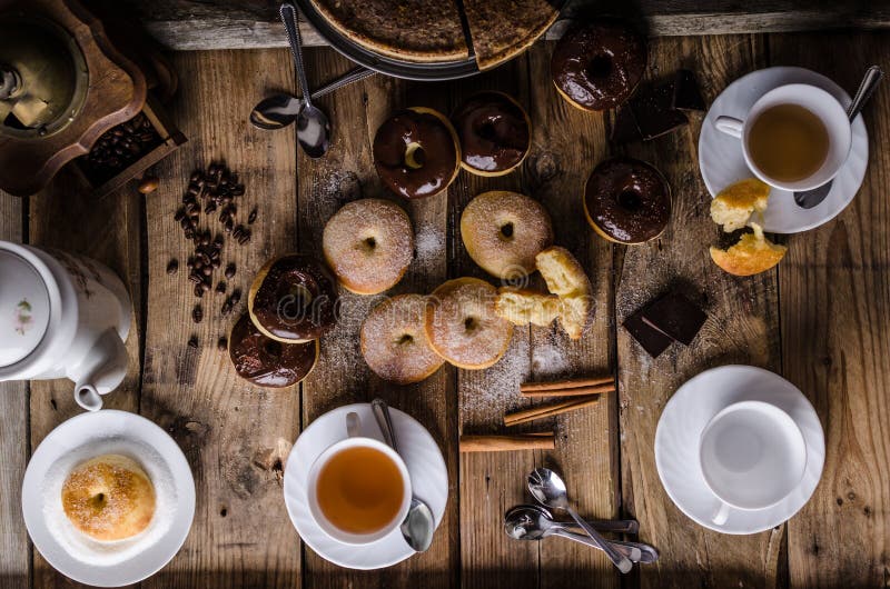 Old Style Donuts Rustic Style Stock Image - Image of darkness, closeup ...