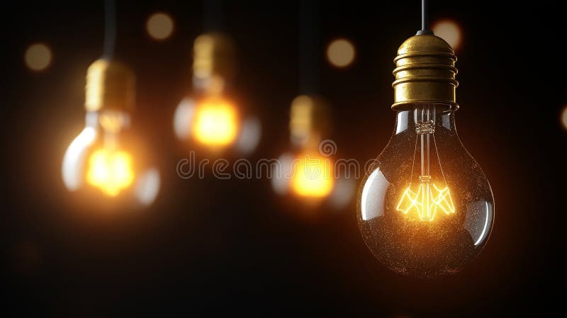Old-Style Edison Bulbs: Comforting Light in a Murky Room Stock Image ...