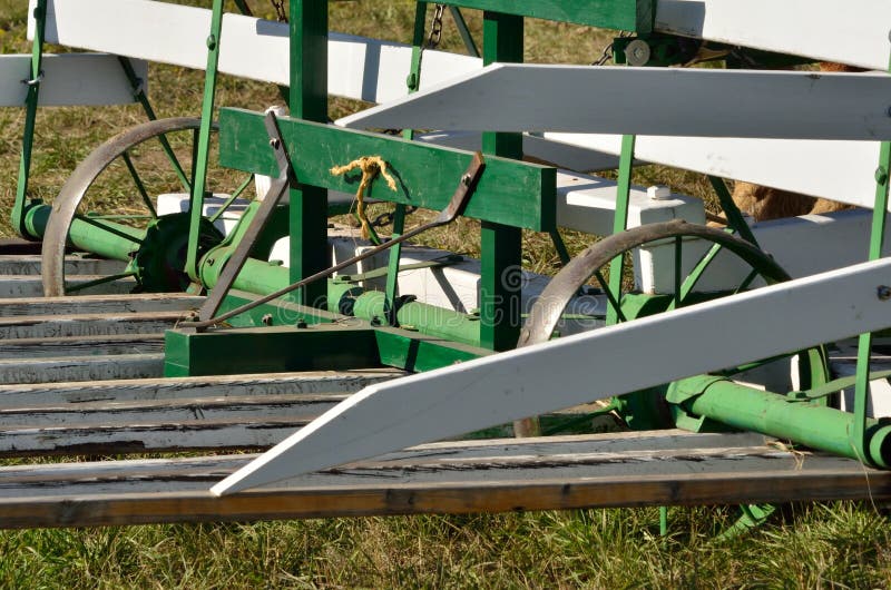 Old Style Hay Rake Pushed by Draft Horses Stock Photo - Image of ...