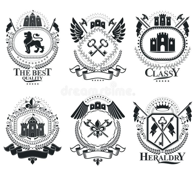 Old Style Heraldry, Heraldic Emblems, Vector Illustrations. Coat Stock ...
