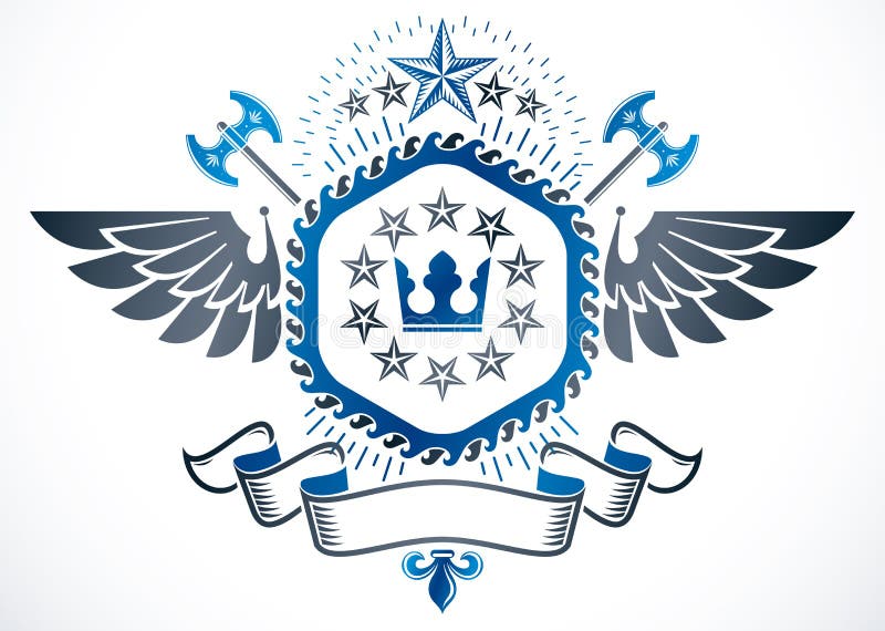 Winged Heraldic Dragon and Heraldic Shield Stock Vector - Illustration ...