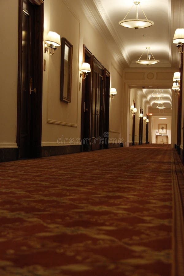 Old Style Hotel Hallways with Eerie Lighting Stock Image - Image of ...