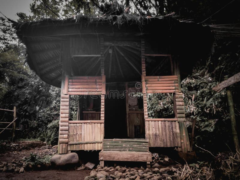 The Old Style of House in the Jungle Made by Bamboo Stock Photo - Image ...