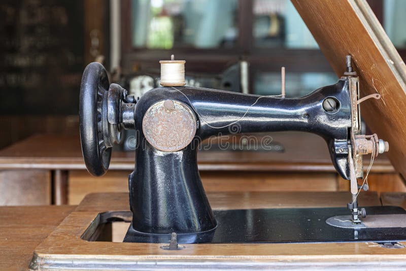 Style Iron Sewing Machine Inside a Vintage Wooden House Stock Image ...