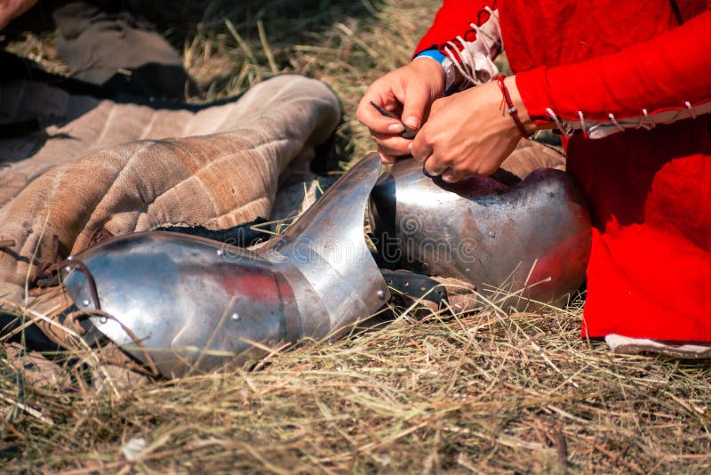 Old Style Knight Equipment for Exercise and Fight Stock Photo - Image ...
