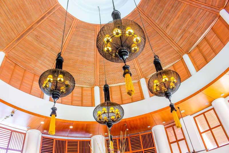 Old Style Lamp Hanging from the Ceiling Stock Image - Image of interior ...