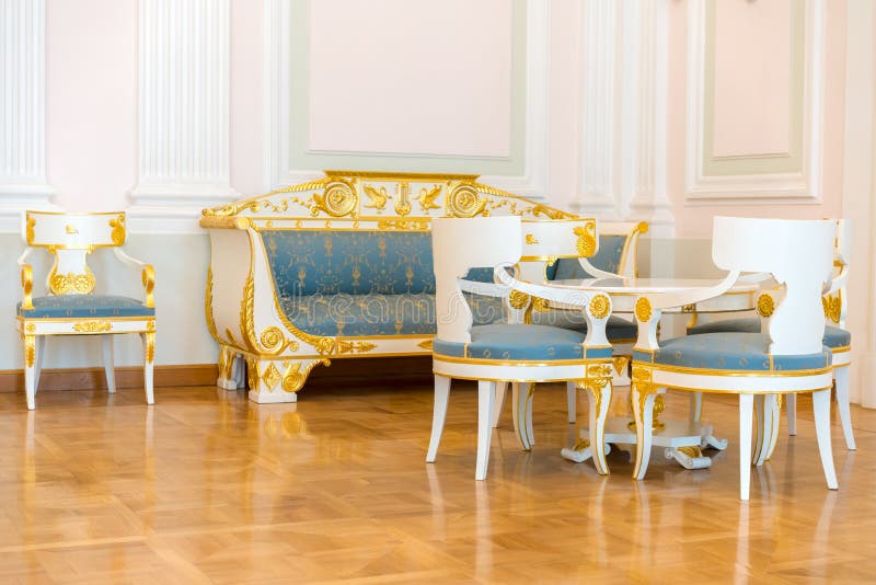 Old Style Living Room - Chairs, Sofa, Table Stock Image - Image of ...