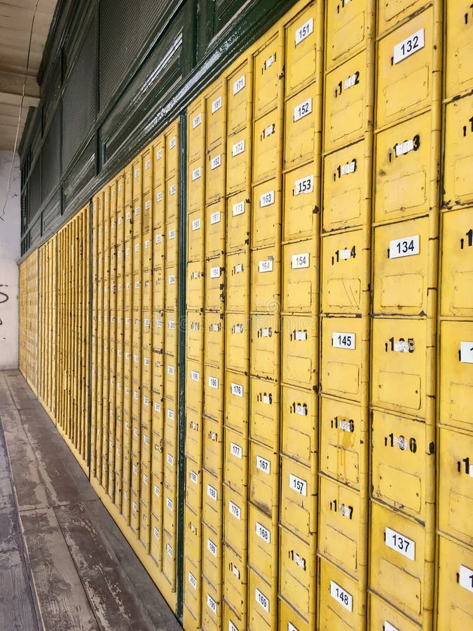 Old Style Mail Post Office Box in Post Office Stock Image - Image of ...