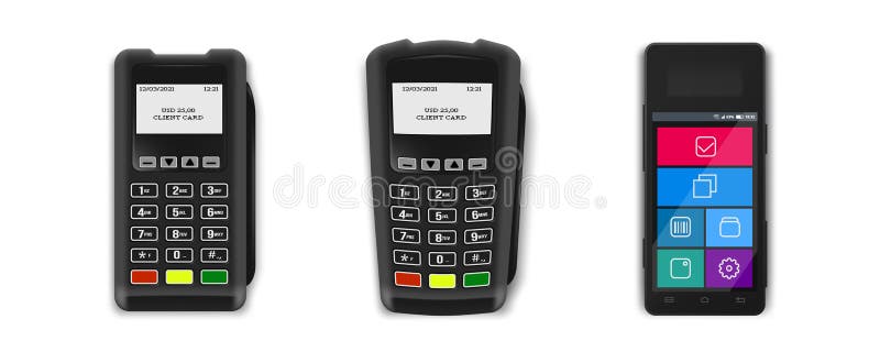 Old Style and New One Terminal Cash Register POS Stock Illustration ...