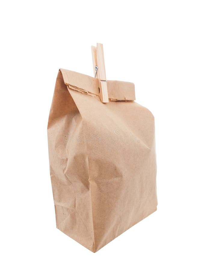 Old Style Paper Lunch Bag Closed Stock Photo - Image of cutout ...