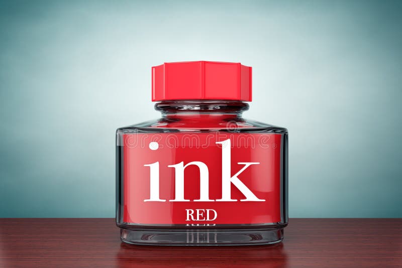 Old Style Photo. Red Ink Bottle Stock Image - Image of cursive ...
