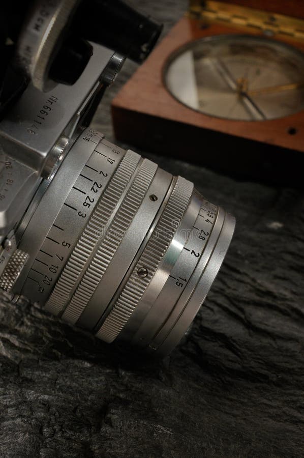 Old Style Photograph Camera and Compass Stock Image - Image of stlyle ...