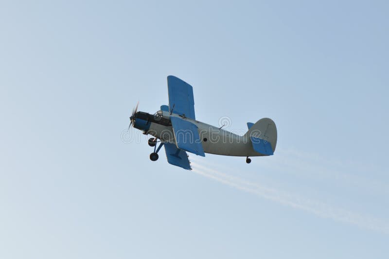 Old Plane Flying and Spraying the Crops Stock Image - Image of engine ...
