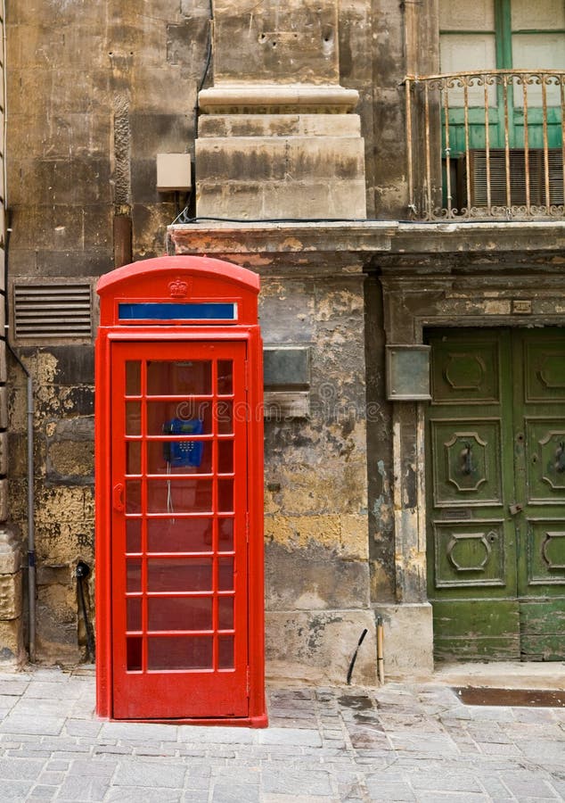 Old Style Red Phone Booth stock image. Image of sidewalk - 7567039