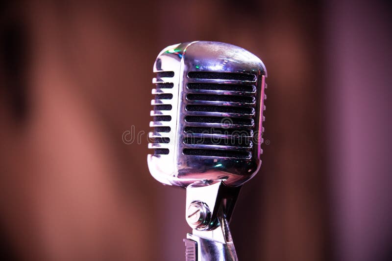 A Old Style Retro Microphone. Close Up Stock Image - Image of radio ...
