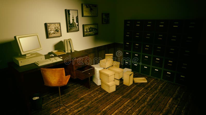 Old Style Retro Office Interior Scene. Editorial Stock Image - Image of ...
