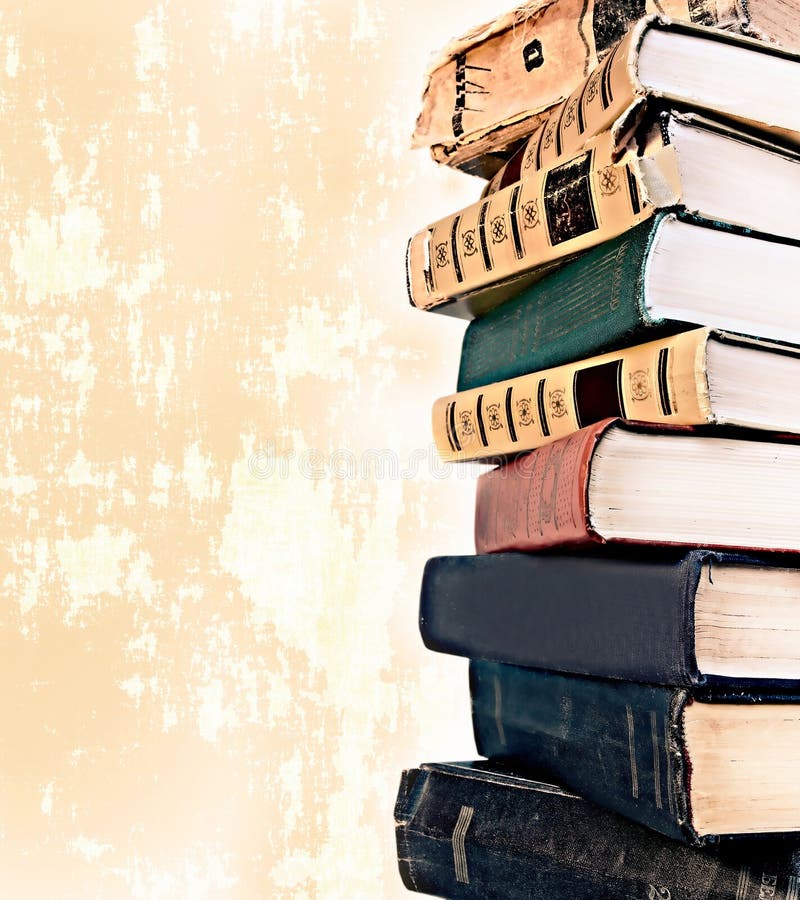Old style stack of books stock illustration. Illustration of reading ...