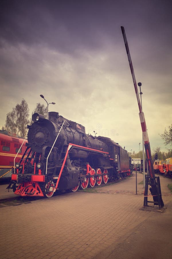 Steam Train Red Wheels on Rails Stock Photo - Image of railroad, black ...