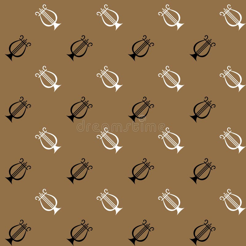 Seamless Pattern with Musical Instrument Harp Stock Vector ...