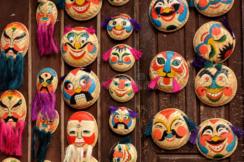 Old Style Vietnamese Decorative Masks. Stock Image - Image of masks ...