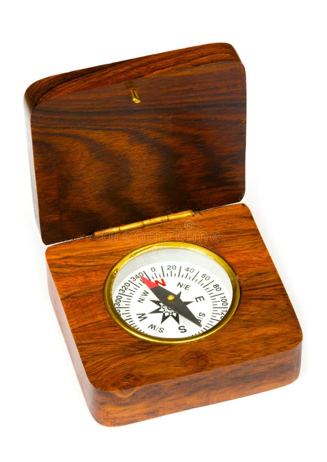Old Wooden Compass on Black Stock Photo - Image of antique, black ...