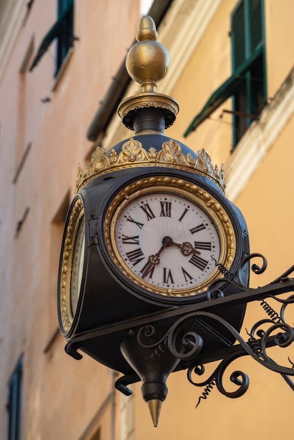 Old street clock stock image. Image of building, retro - 180781025