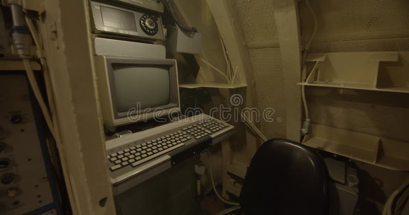 Old Submarine Periscope. Interior of Combat Submarine Compartment with ...