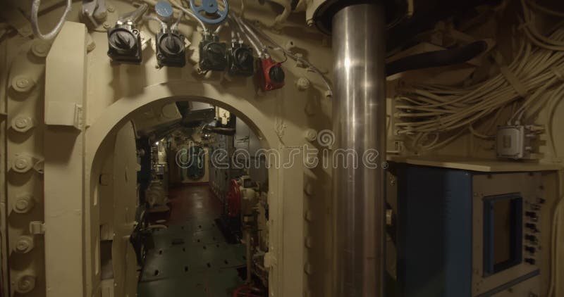 Old Submarine Periscope. Interior of Combat Submarine Compartment with ...