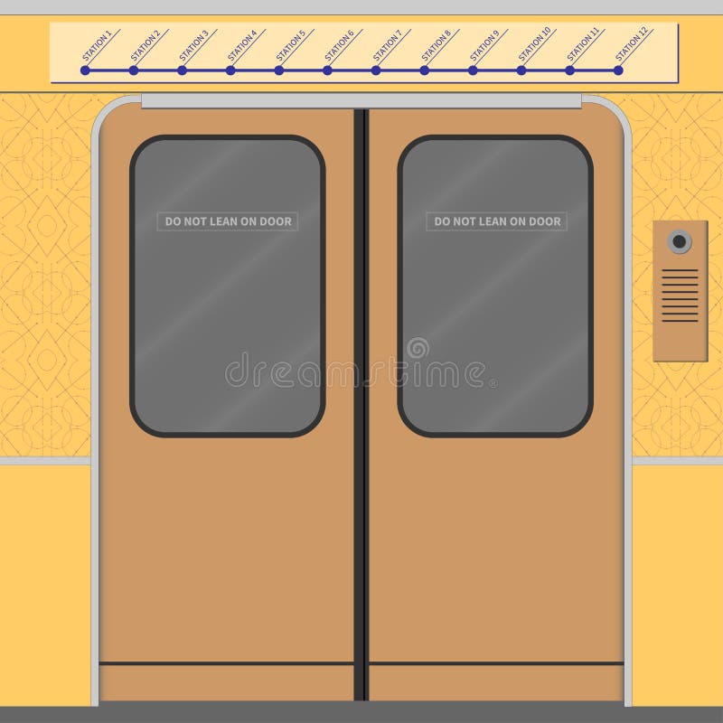 Old subway train doors stock vector. Illustration of route - 60686457