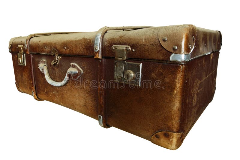 Vintage Leather Retro Luggage Suitcase Open Stock Image - Image of used ...