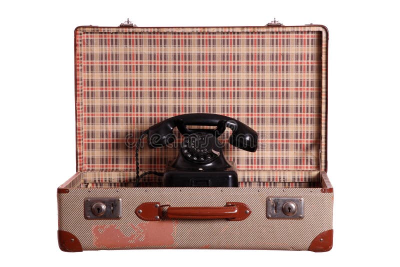 Old Suitcase with Aged Phone Stock Image - Image of connection ...