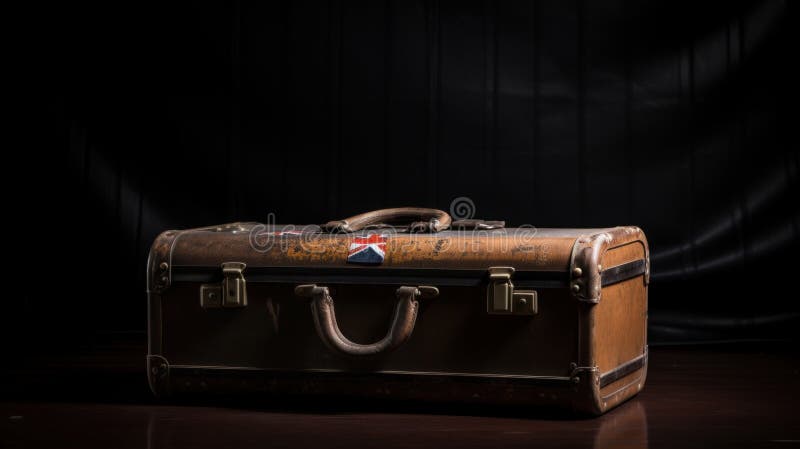 An Old Suitcase Sitting on a Wooden Floor, AI Stock Photo - Image of ...