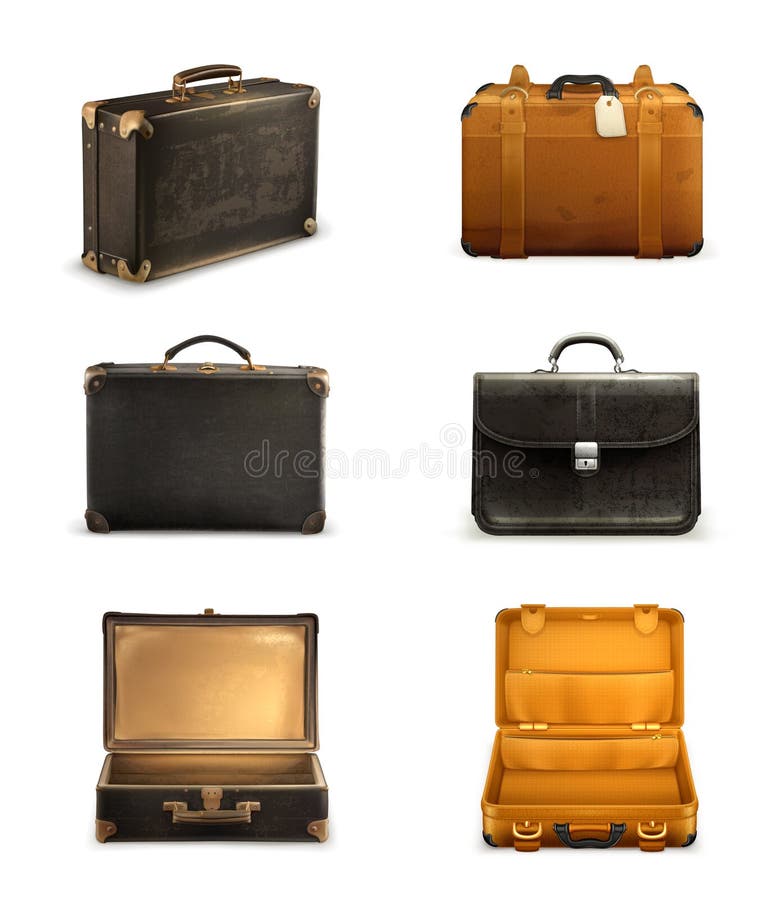 Old suitcase vector set stock vector. Illustration of retro - 283746439