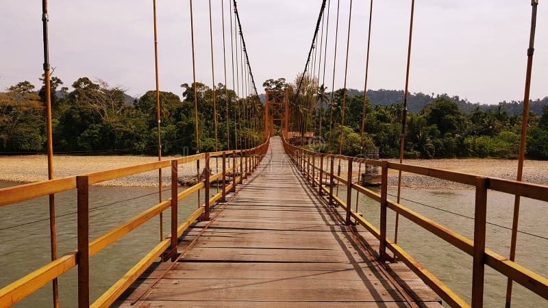Old Suspension Drawbridge in Aceh. Stock Image - Image of blue, awesome ...