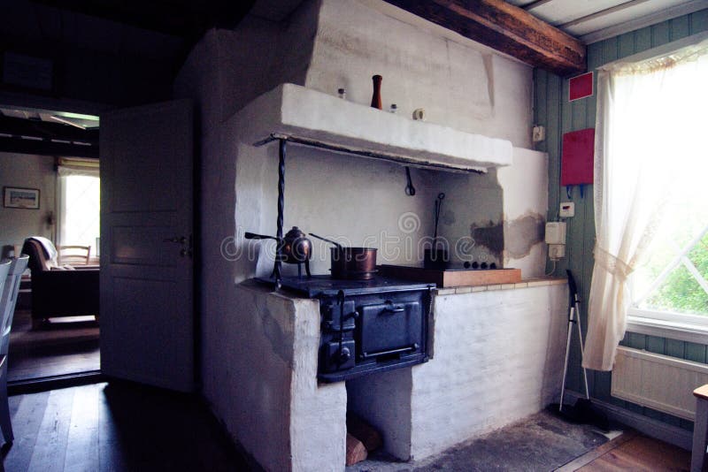 Old swedish kitchen stock photo. Image of windows, wood - 26813780