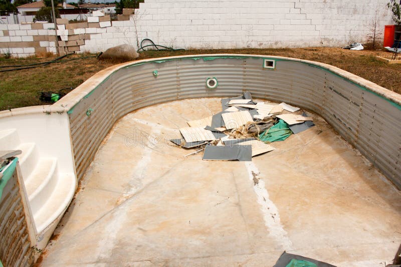Abandoned Pool in a Private House Stock Image - Image of drought, blue ...