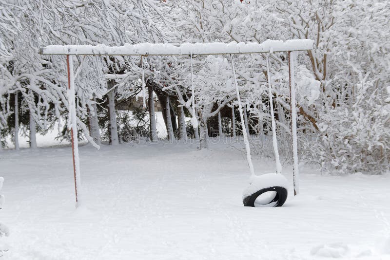 Old Swing Covered with Snow Stock Image - Image of countryside, retro ...