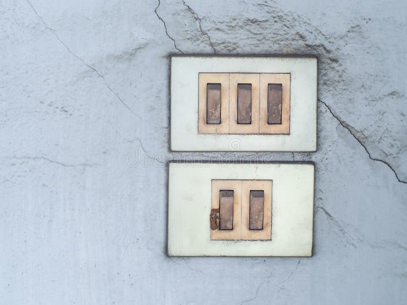 Old Switch Board with Multiple Plug Switched Socket Stock Photo - Image ...