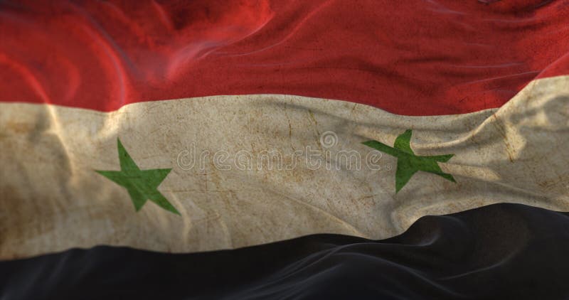 Old Syria Flag Waving at Wind Stock Illustration - Illustration of ...