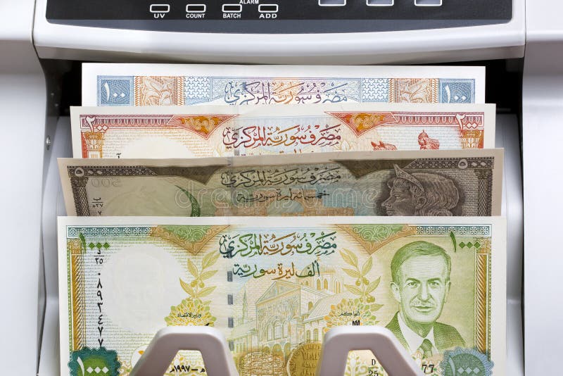 Old Syrian Pound in the Counting Machine Stock Image - Image of ...