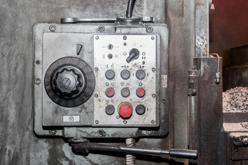 Old Control Panel, System with Industrial Equipment Buttons in the ...