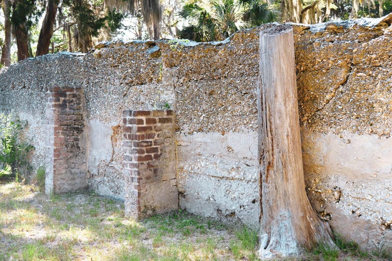 Old Tabby Wall on Plantation Stock Image - Image of green, idyllic ...