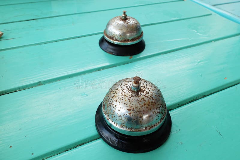 Old table bell stock image. Image of wooden, ancient - 71490903