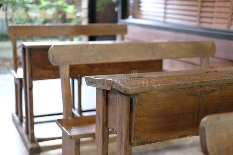 Old Table & Chair in Classroom. Back To School Stock Image - Image of ...
